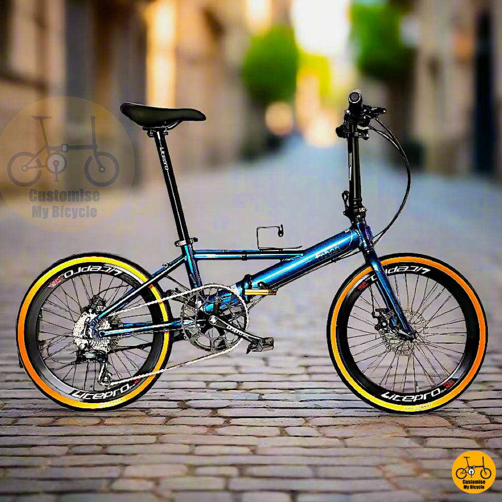 Fnhon Monsoon 22-Inch Folding Bike – Chameleon Blue Frame for a Unique ...