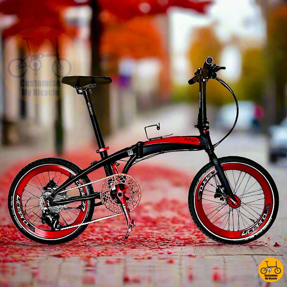 Fnhon Tornado 20-Inch Folding Bike – Matte Black Frame with Red Logo ...